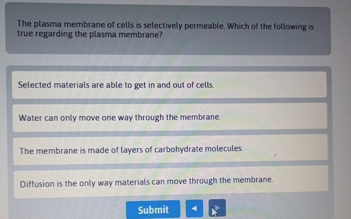 Solved The plasma membrane of cells is selectively | Chegg.com