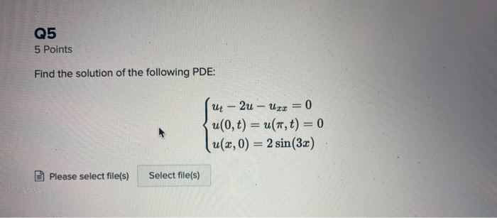 Solved Q5 5 Points Find the solution of the following PDE: | Chegg.com