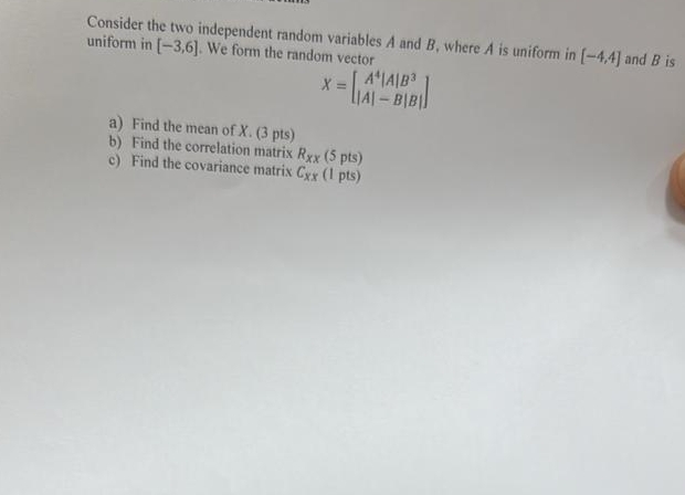 Solved Consider the two independent random variables A and | Chegg.com