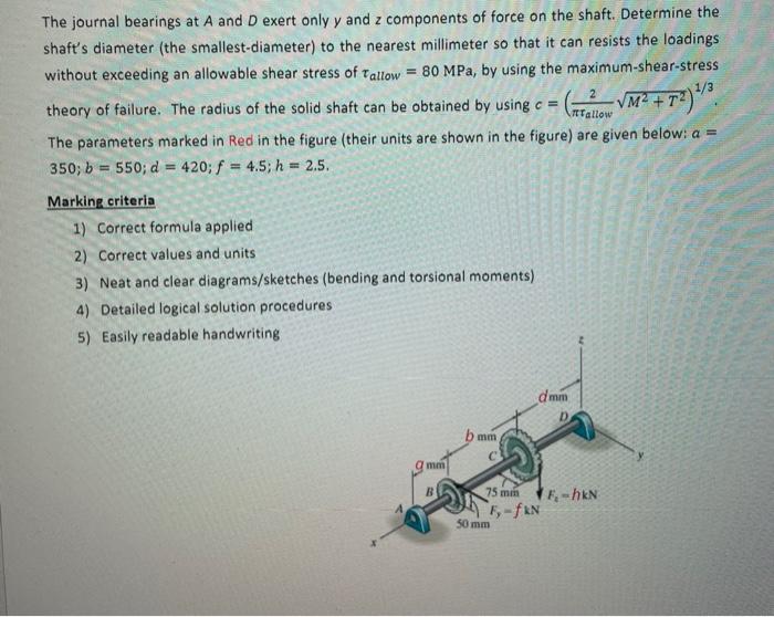[Solved]: The journal bearings at ( A ) and ( D ) exert