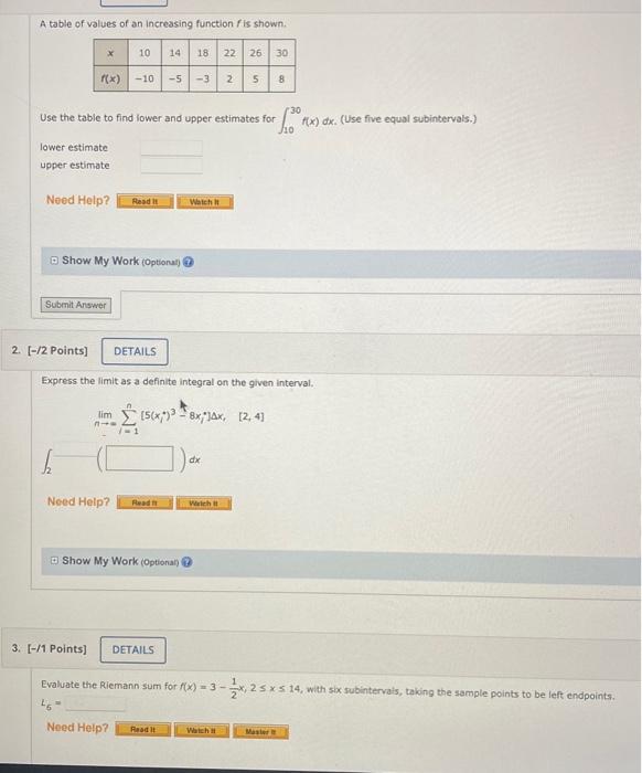 Solved A table of values of an increasing function fis | Chegg.com