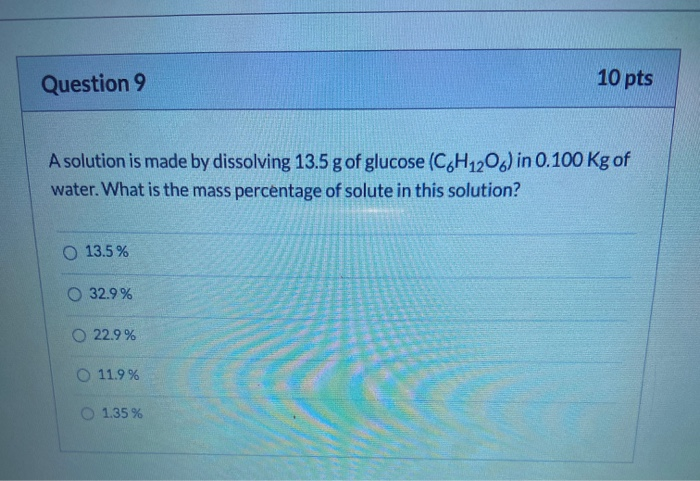 Solved Question 9 10 pts A solution is made by dissolving | Chegg.com