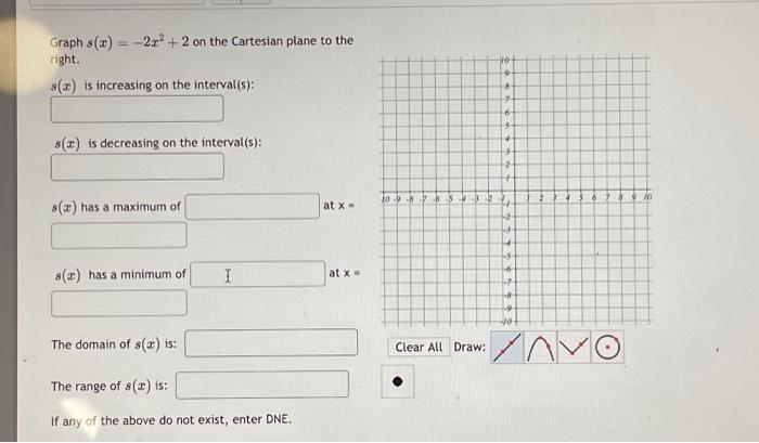 Solved Graph s(x) = -2x² + 2 on the Cartesian plane to the | Chegg.com