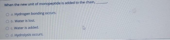 Solved When the new unit of monopeptide is added to the | Chegg.com