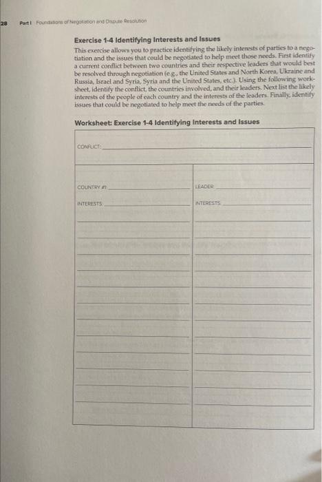 Solved Exercise 1−4 Identifying Interests and Issues This | Chegg.com