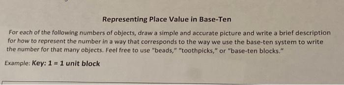 Solved Representing Place Value in Base-Ten For each of the | Chegg.com