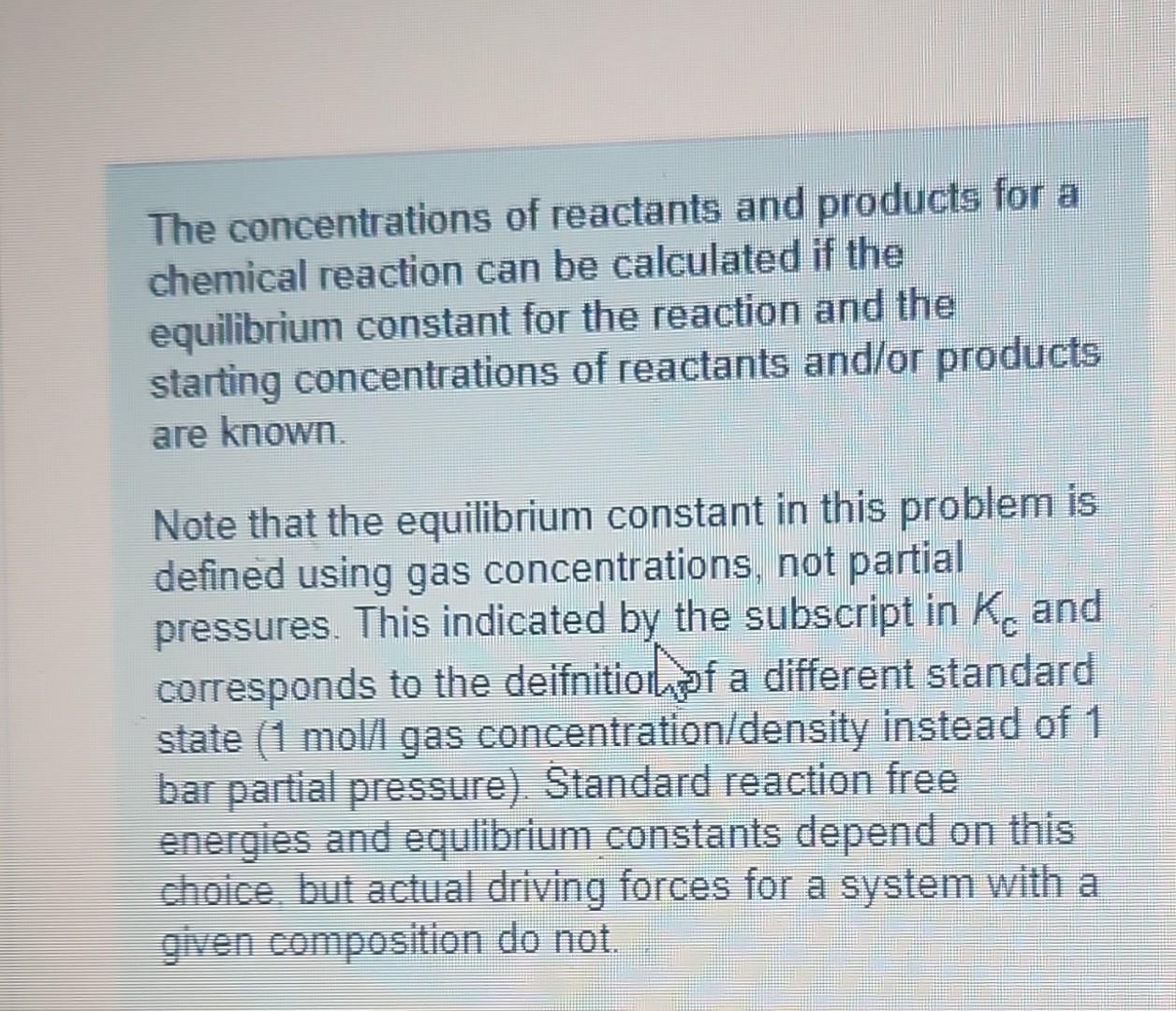 Solved The concentrations of reactants and products for a | Chegg.com