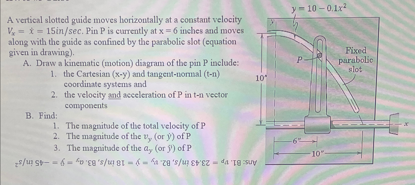 Solved A vertical slotted guide moves horizontally at a | Chegg.com