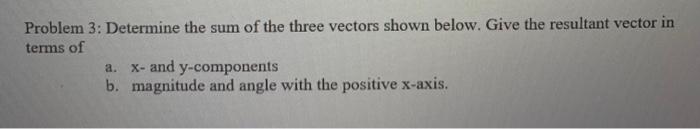 Solved Problem 3: Determine the sum of the three vectors | Chegg.com