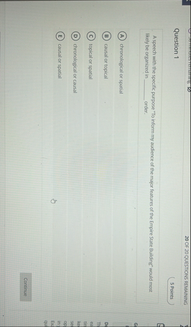 Solved 20 ﻿OF 20 ﻿QUESTIONS REMAININGQuestion 1A speech with | Chegg.com