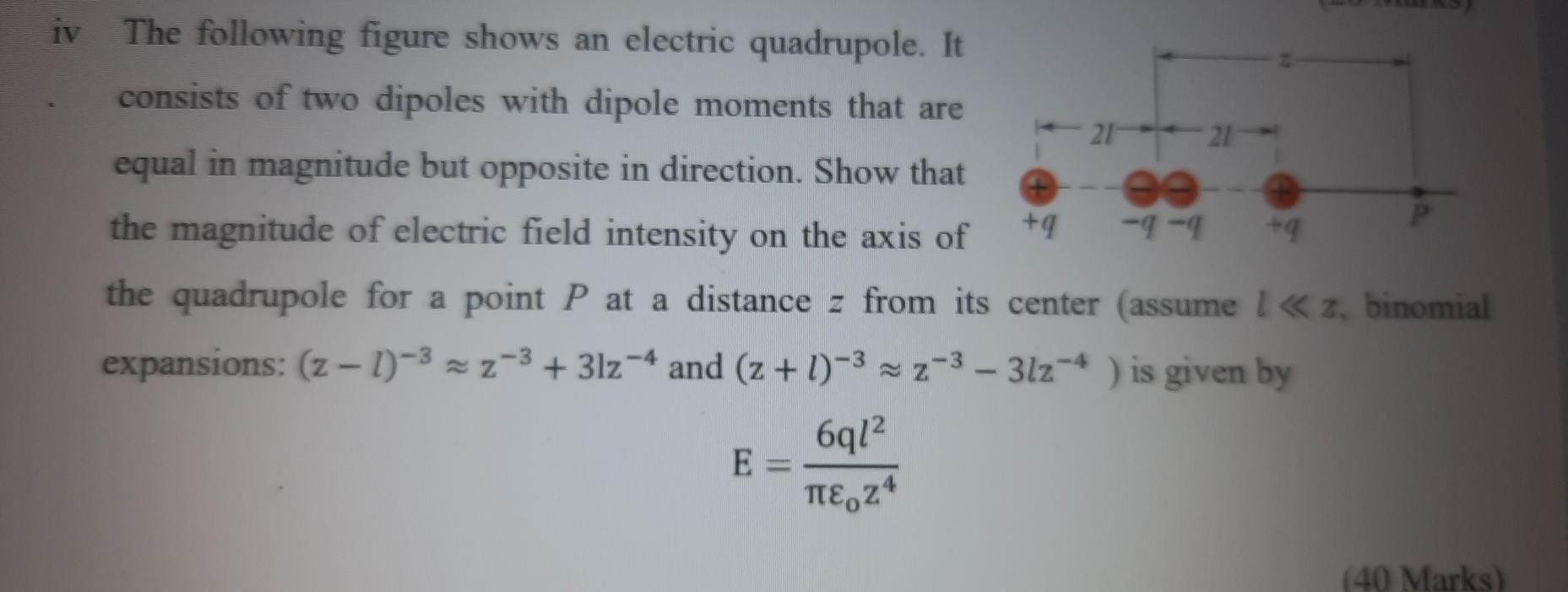 Solved iv The following figure shows an electric quadrupole. | Chegg.com