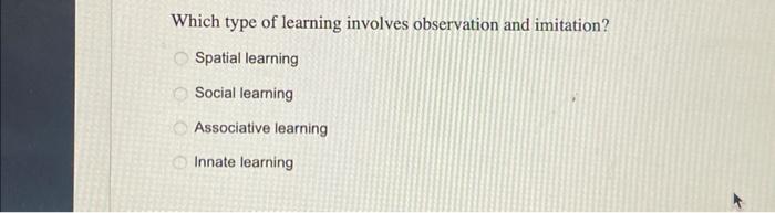 Solved Which type of learning involves observation and | Chegg.com