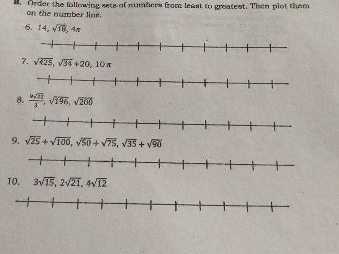 Solved B. Order the following sets of numbers from least to | Chegg.com