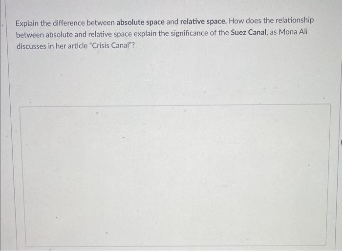Solved Explain the difference between absolute space and | Chegg.com
