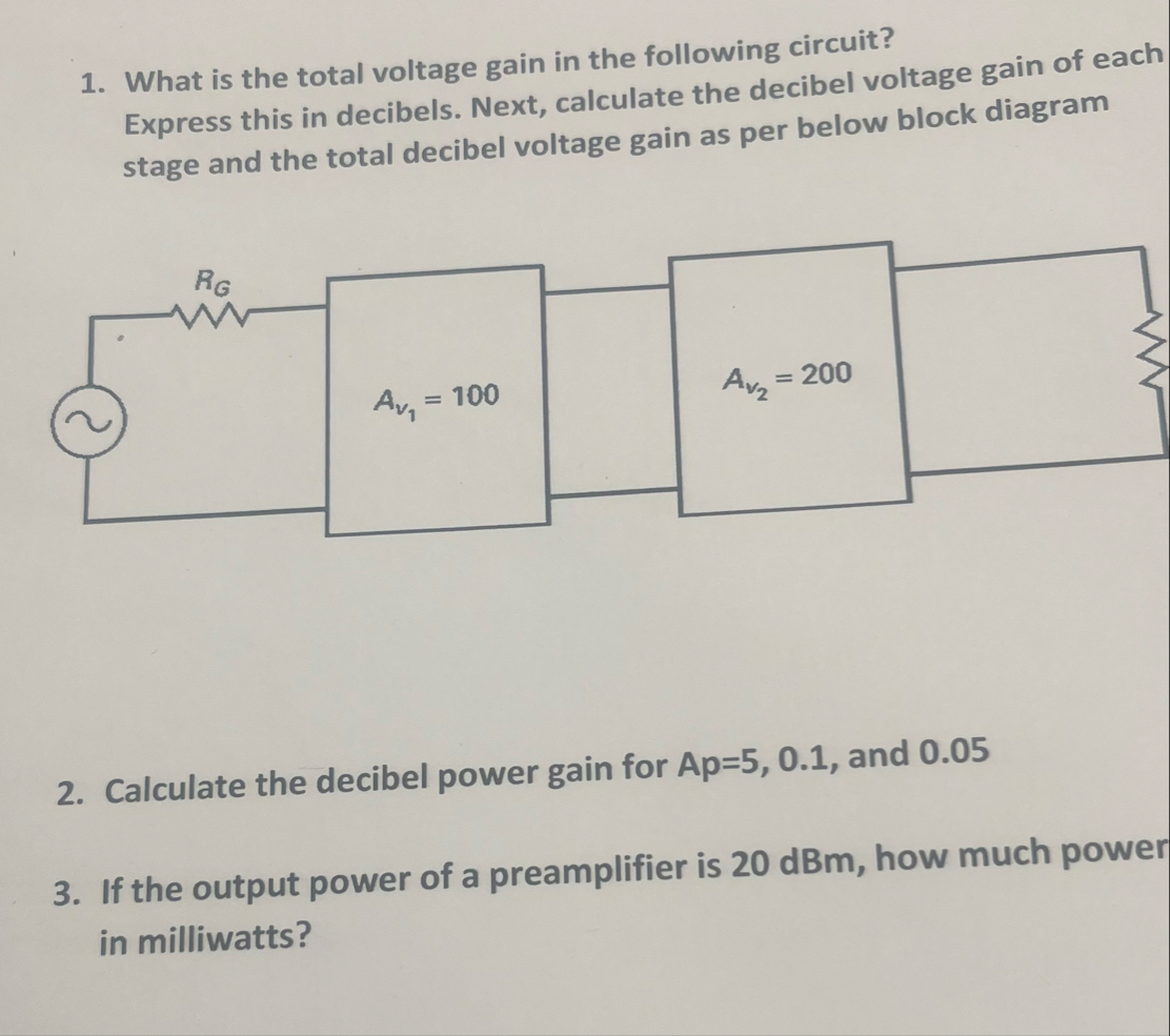 Solved What is the total voltage gain in the following | Chegg.com