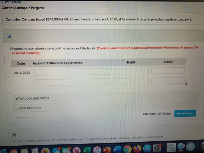 Solved View Policies Current Attempt in Progress Cullumber | Chegg.com