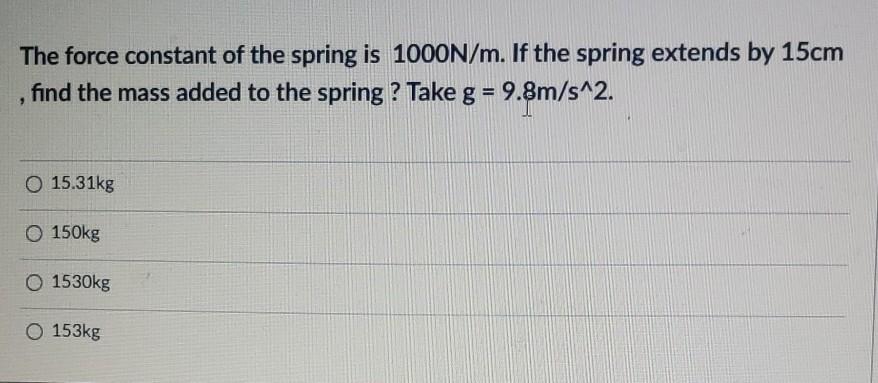 Solved The force constant of the spring is 1000N/m. If the | Chegg.com