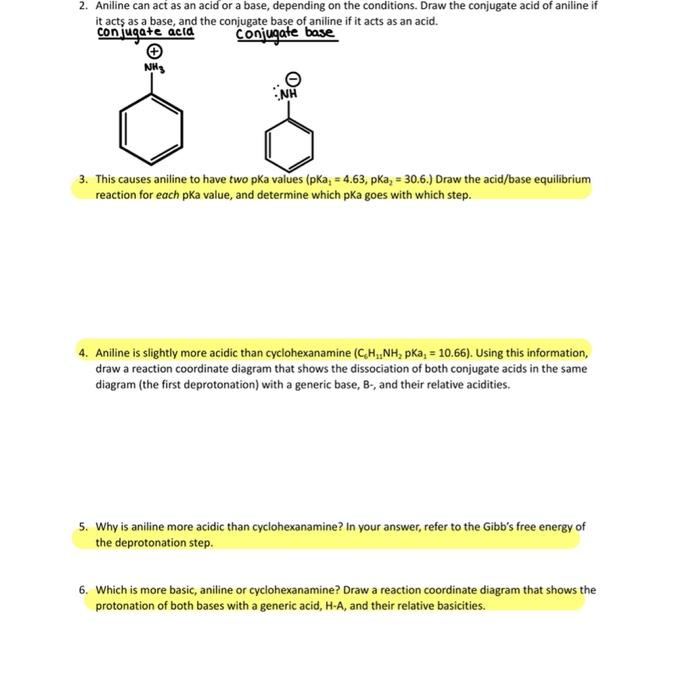 Solved 1. Draw aniline and cyclohexanamine. NH2 aniline | Chegg.com