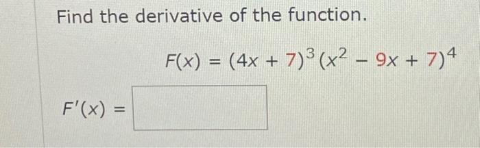 Solved Find the derivative of the function. | Chegg.com