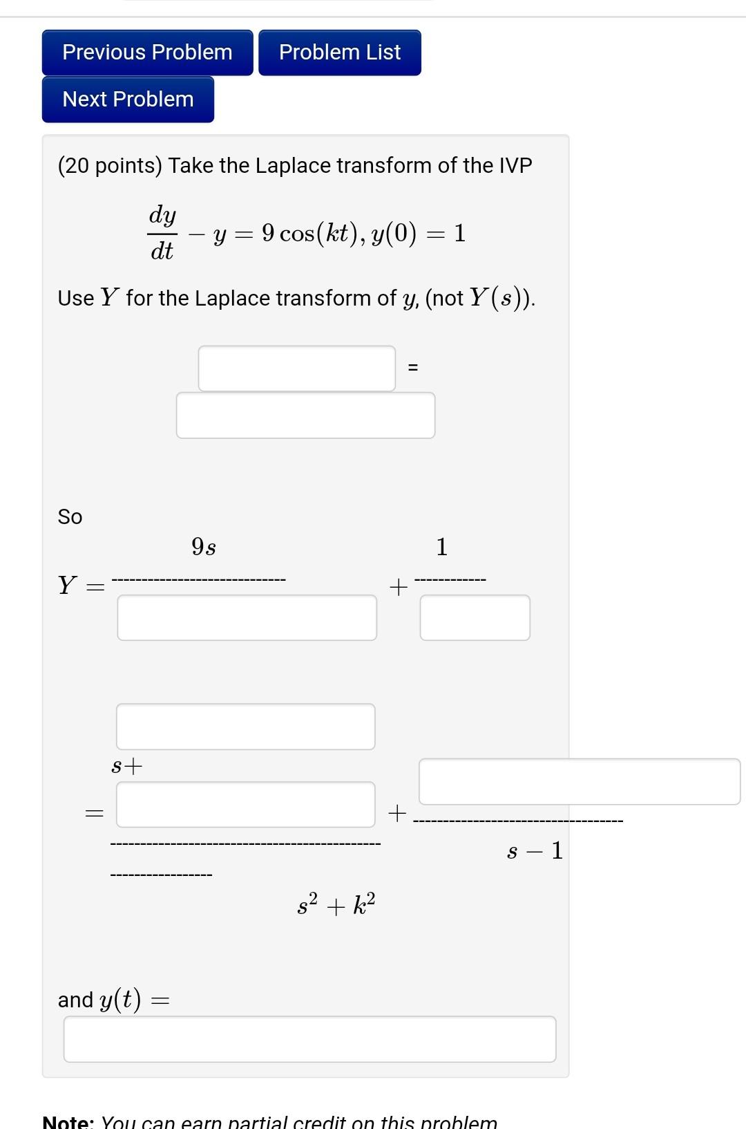 Solved (20 points) Take the Laplace transform of the IVP | Chegg.com