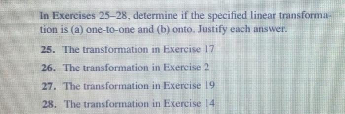 Solved In Exercises 25–28. determine if the specified linear | Chegg.com