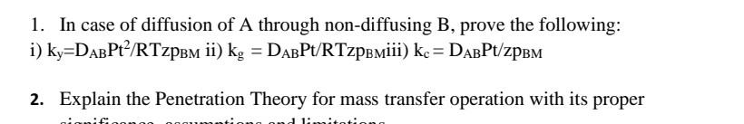 Solved 1. In case of diffusion of A through non-diffusing B, | Chegg.com
