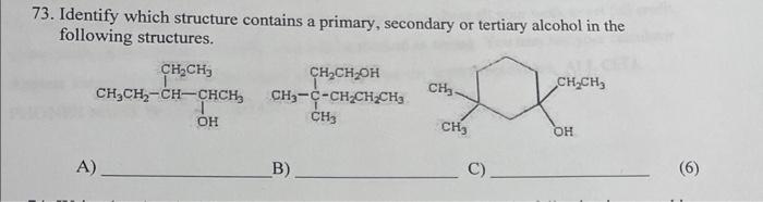 Solved 73. Identify which structure contains a primary, | Chegg.com