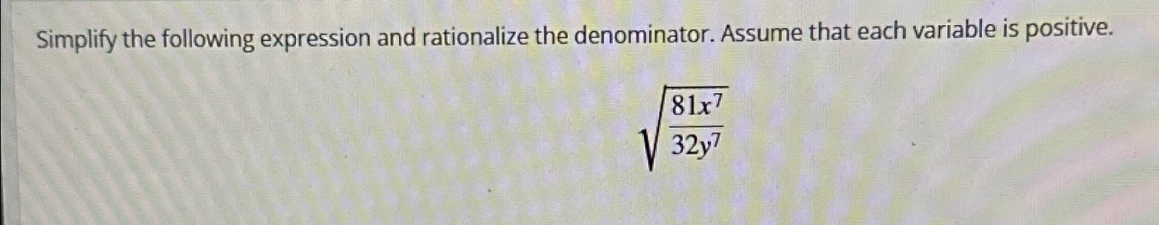 Solved Simplify the following expression and rationalize the | Chegg.com