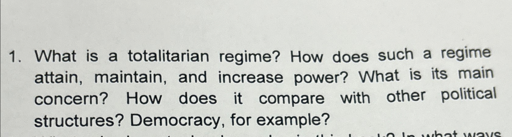 What is a totalitarian regime? How does such a regime | Chegg.com