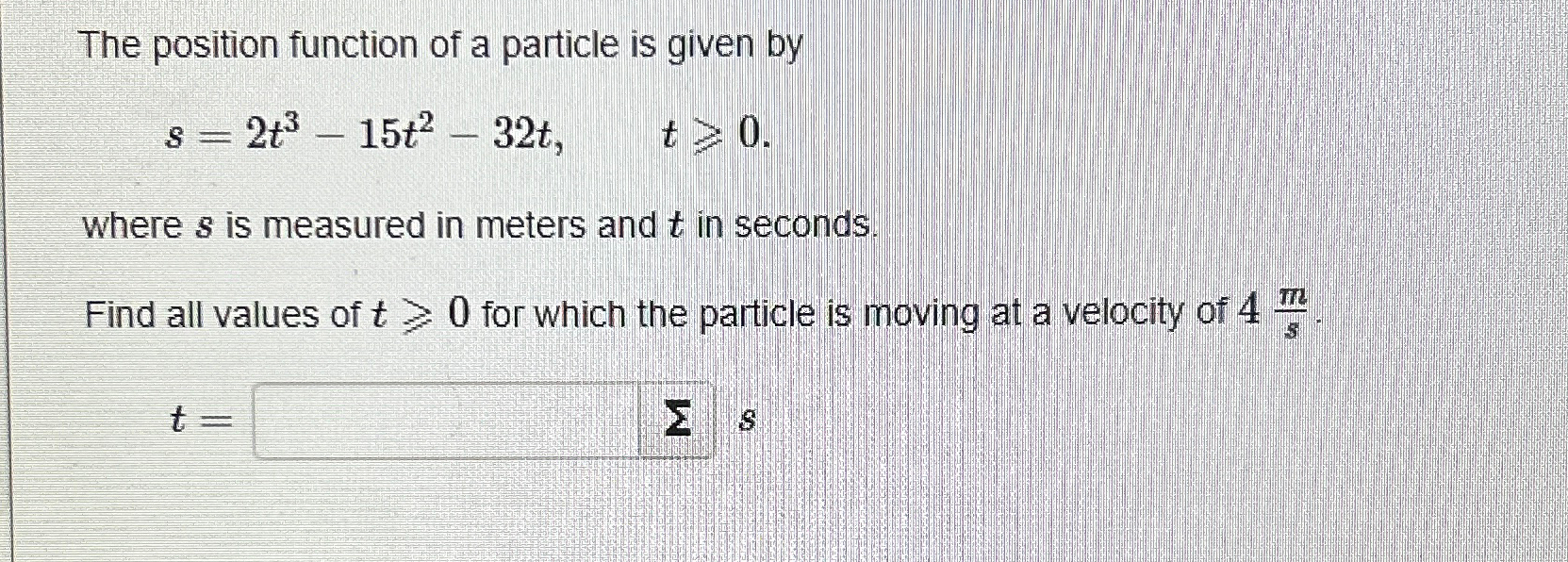 Solved The position function of a particle is given | Chegg.com