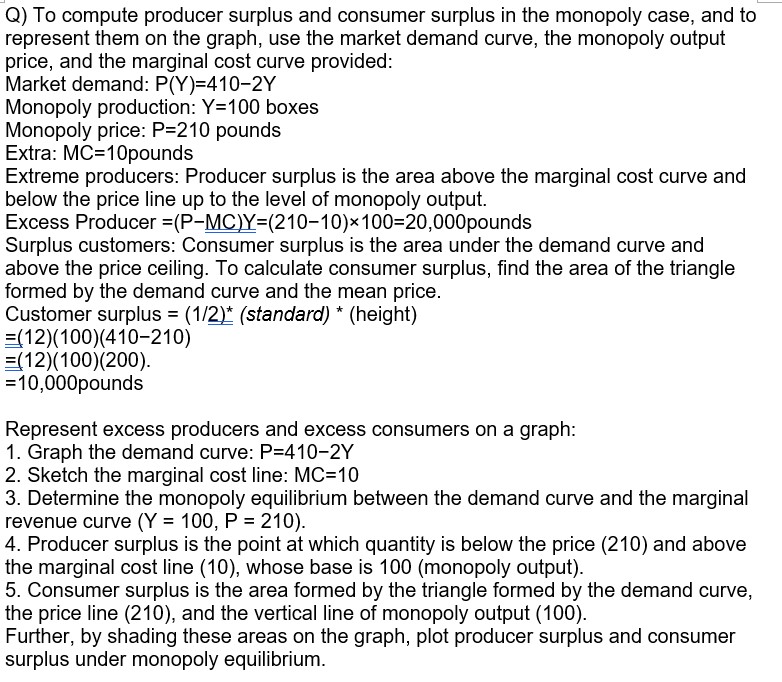Solved Q) ﻿To compute producer surplus and consumer surplus | Chegg.com