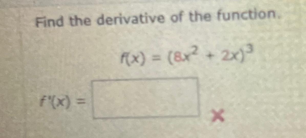 Solved Find the derivative of the | Chegg.com
