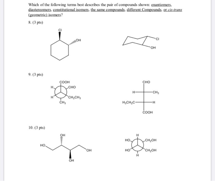 Solved Which of the following terms best describes the pair | Chegg.com