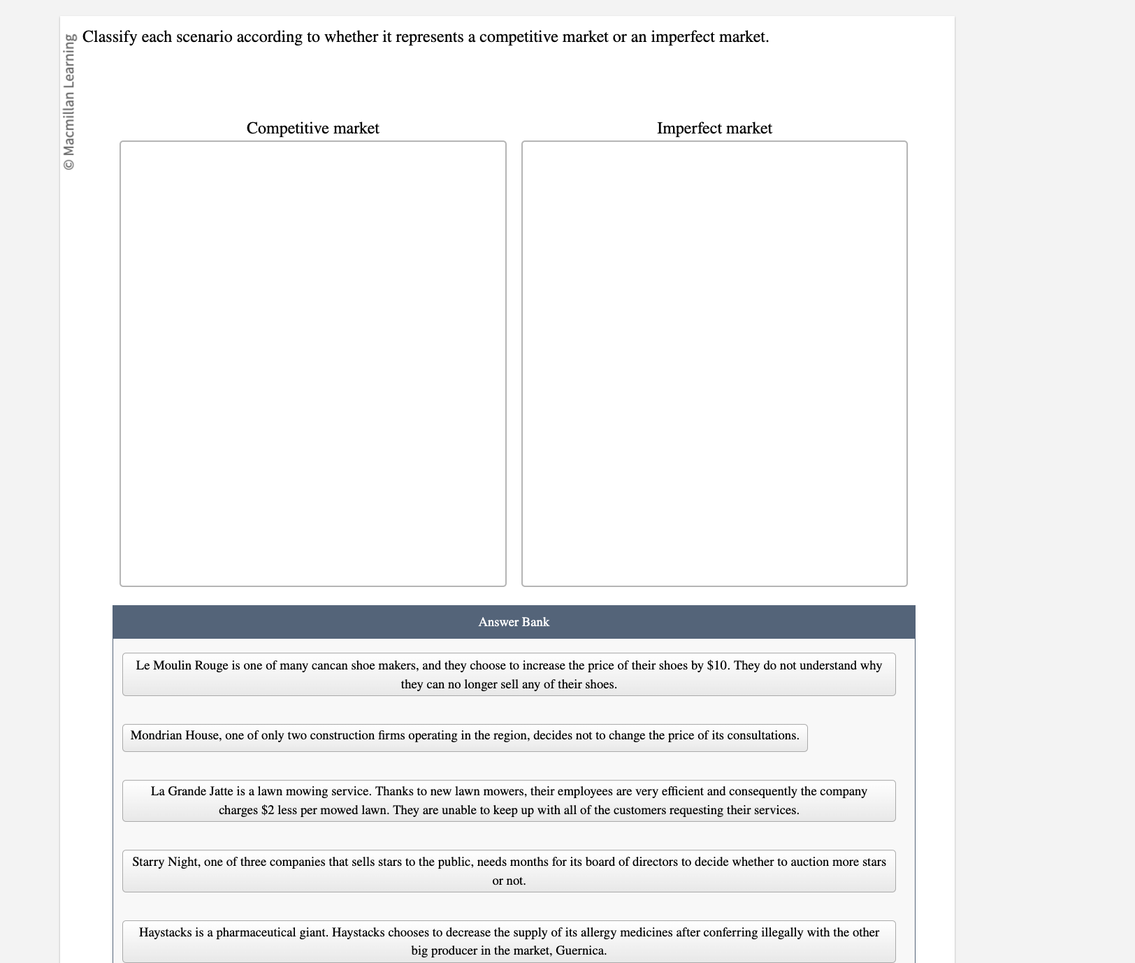 Solved Classify each scenario according to whether it | Chegg.com