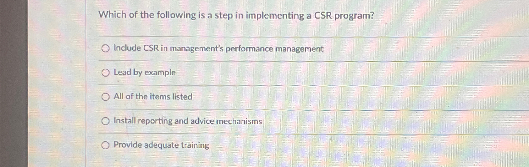 Solved Which of the following is a step in implementing a | Chegg.com