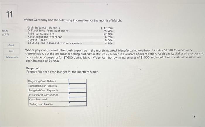 Solved Walter Company has the following information for the | Chegg.com