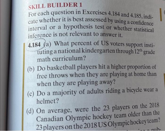Solved For each question in Exercises 4.184 and 4.185, | Chegg.com