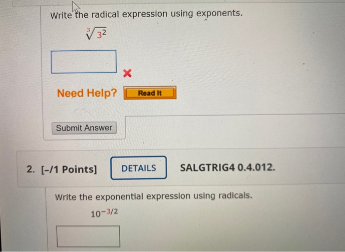 Solved Write The Radical Expression Using Exponents 32 X