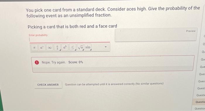 Solved You pick one card from a standard deck. Consider aces | Chegg.com