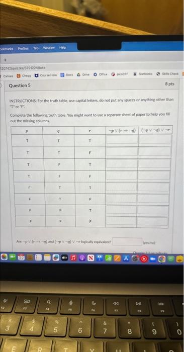 Solved INSTRUCTIONS; for the truth table, use capital | Chegg.com