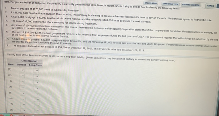 Solved CALCULATOR BACK 1. 4. STANDARD VIEW PRINTER VERSION | Chegg.com