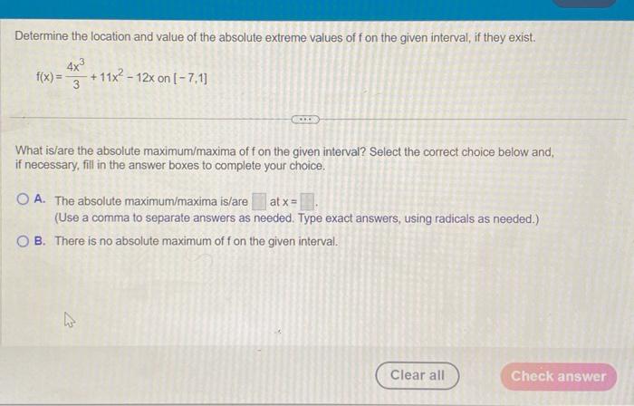 Solved Determine the location and value of the absolute | Chegg.com