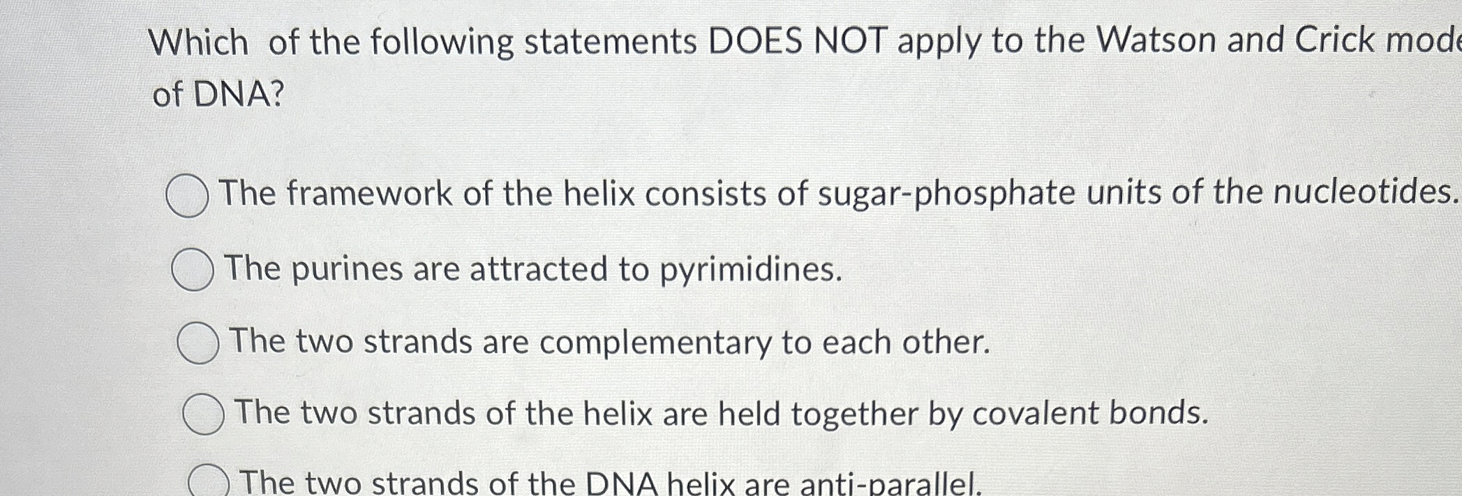 Solved Which of the following statements DOES NOT apply to | Chegg.com