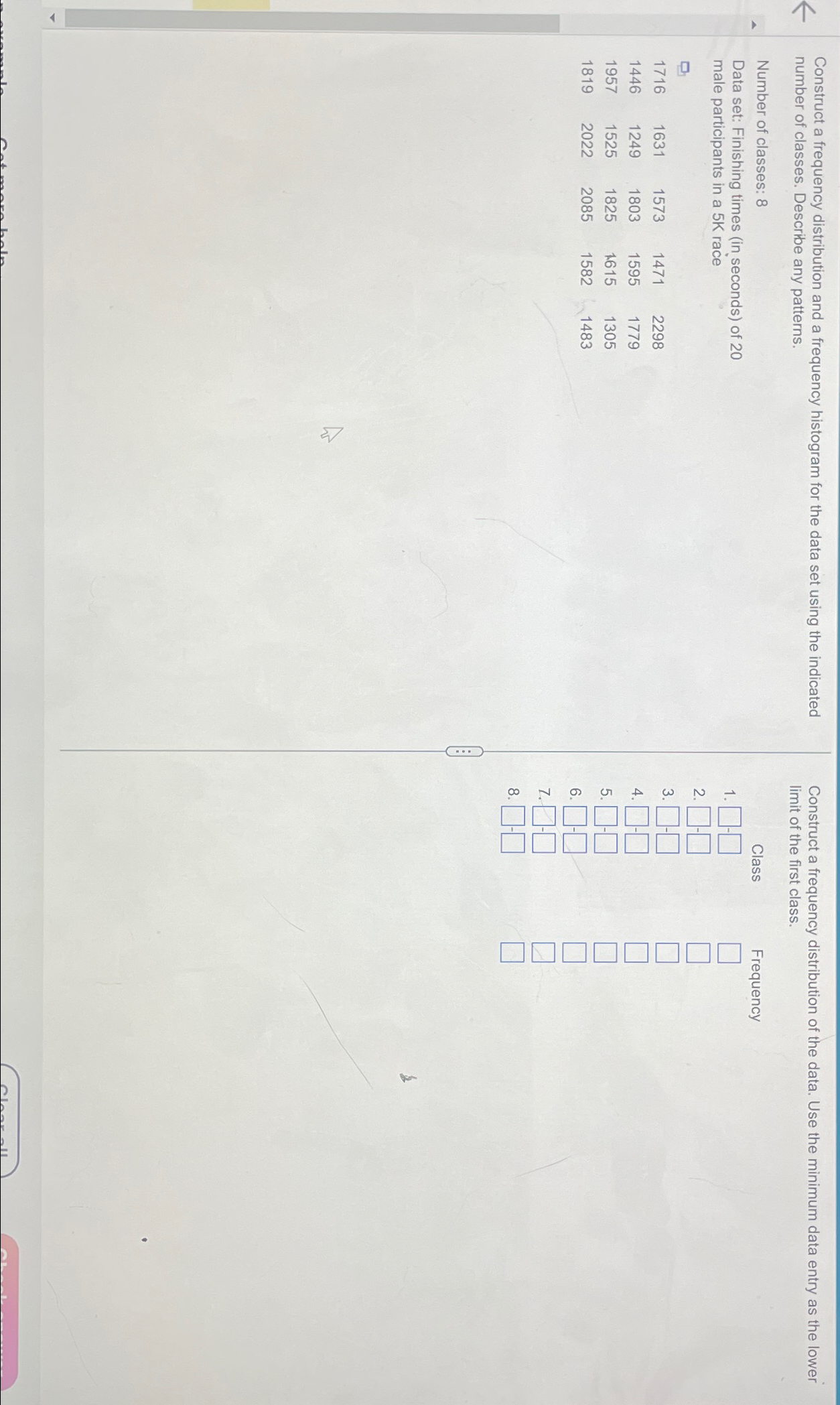 Solved Construct a frequency distribution and a frequency | Chegg.com