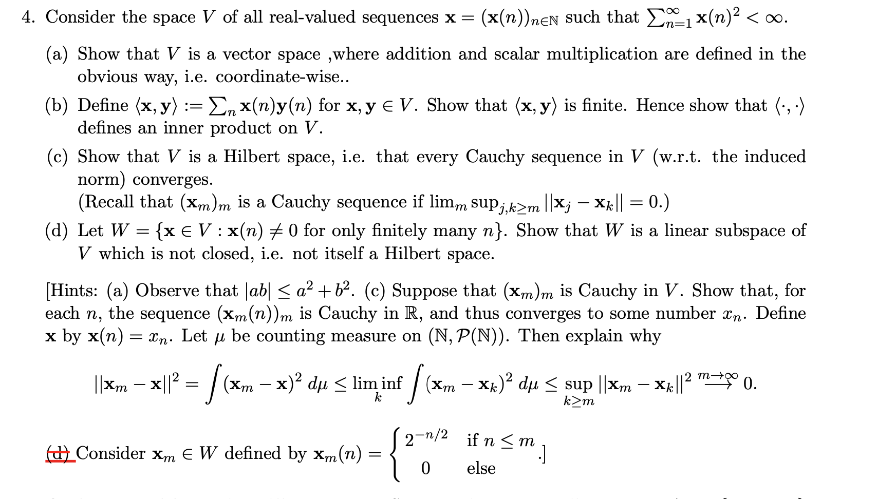 Solved Consider the space V ﻿of all real-valued sequences | Chegg.com