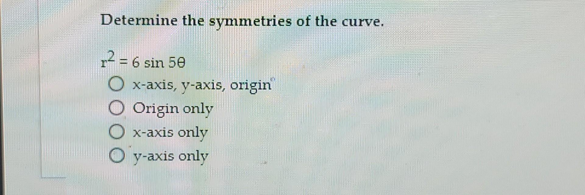 Solved Determine the symmetries of the curve. | Chegg.com