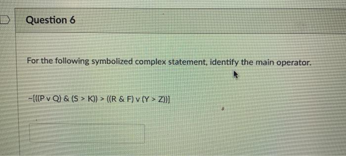 Solved Question 6 For the following symbolized complex | Chegg.com