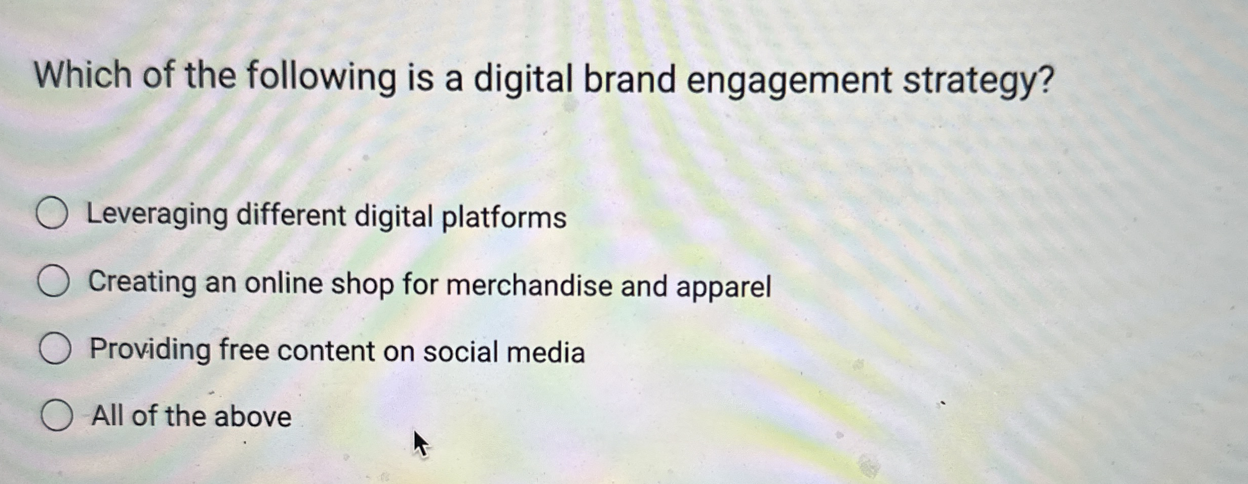 Solved Which of the following is a digital brand engagement | Chegg.com