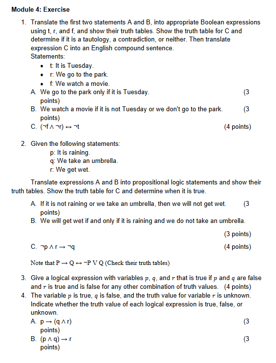 Solved Module 4: Exercise 1. ﻿Translate the first two | Chegg.com