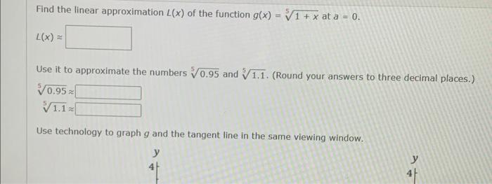 Solved Find the linear approximation L(x) of the function | Chegg.com